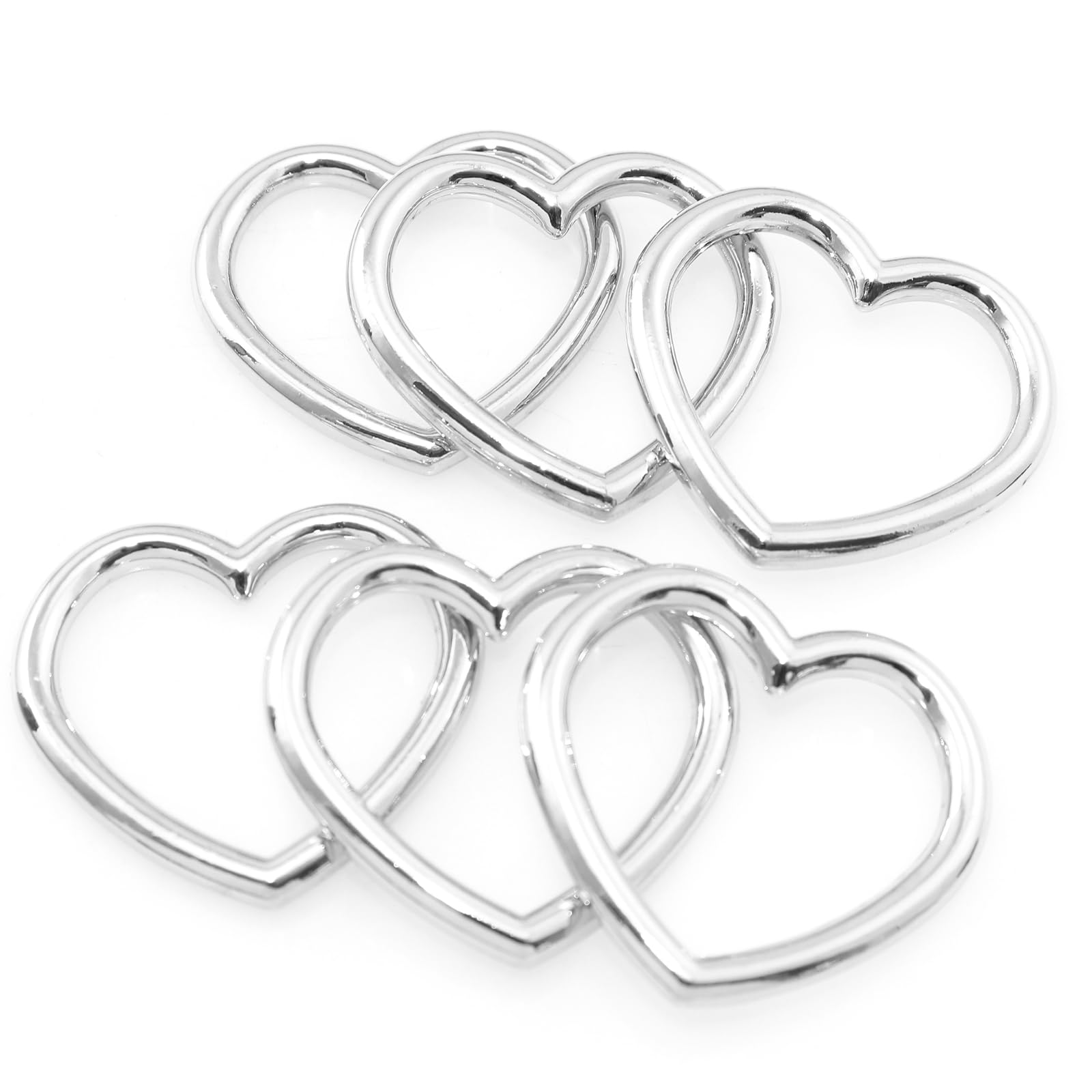 Lind Kitchen 10PCS Heart Shape Hollow Heart Shape Metal Craft Ring Buckle Gothic Accessory for Punk Leather Choker Necklaces, Silver