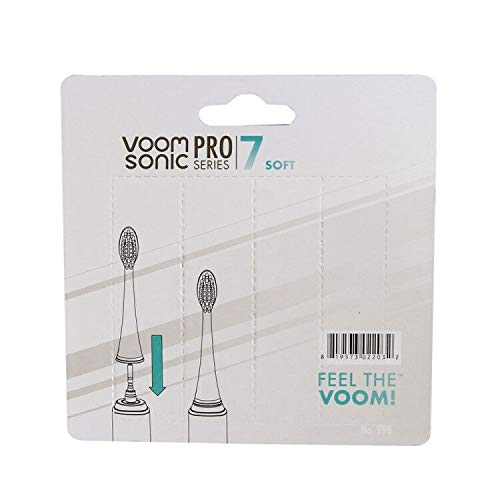 Voom Sonic Pro 7 Series Replacement Brush Heads Advanced Bristle Technology Soft Dupont Nylon Bristles Oral Care - White - Pack of 4