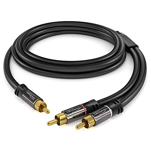 KabelDirekt β RCA/phono Y cable β 6ft short β 1 to 2 RCA/phono, stereo audio cable (coax cable, RCA/phono male/male plugs, analog/digital, adapter for subs/amps/Hi-Fis/home theater/receivers, black)