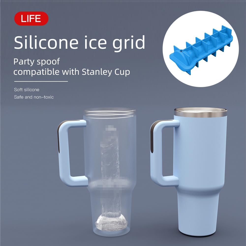 Ayigou Prank Ice Cube Mold for Tumbler Cup, Silicone Personalized Ice Cube Trays for Chilling Whiskey, Cocktails, Drinks, Coffee, Easy Fill and Release Ice Maker, BPA Free, Large, Blue