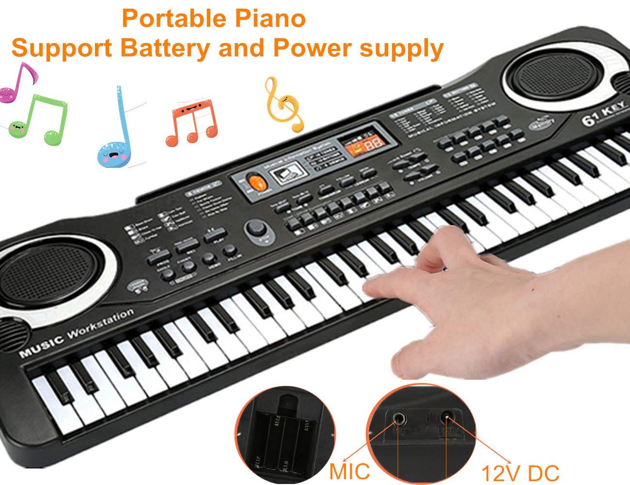 Keyboard Piano for Kids Portable Electric Digital Piano Keyboards Musical Instruments Toy Multi-Function w/ Microphone Birthday for Kids Children