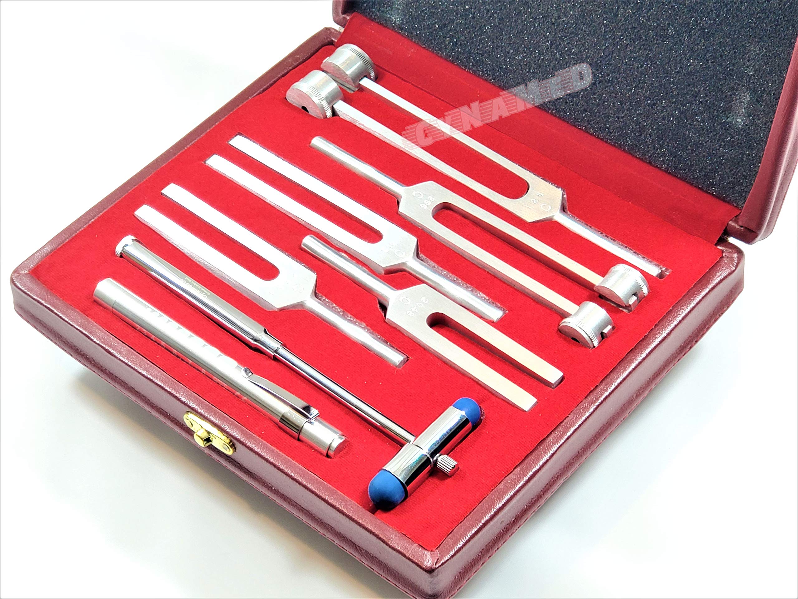 Set of 6 EA Tuning Forks Set Medical Surgical Chiropractic Physical Diagnostic Instruments Tuning Fork + Free Reusable Penlight