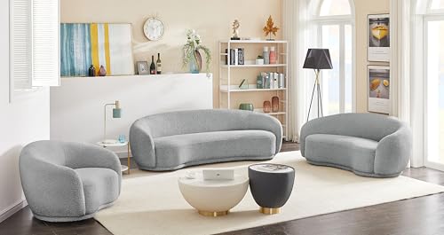 Meridian Furniture 693Grey-L Hyde Collection Modern | Contemporary Boucle Fabric Upholstered Loveseat, Grey, 64" W x 38" D x 27.5" H