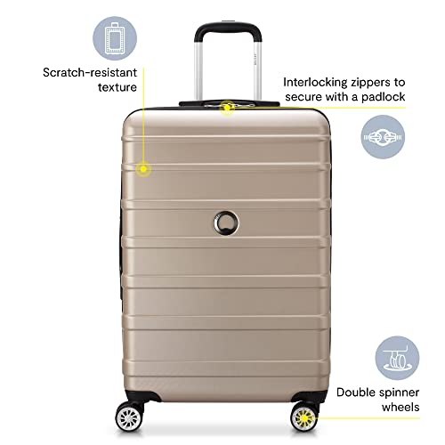 DELSEY Paris Margot Hardside Expandable Luggage with Spinner Wheels, Gold, Checked Large 28 Inch