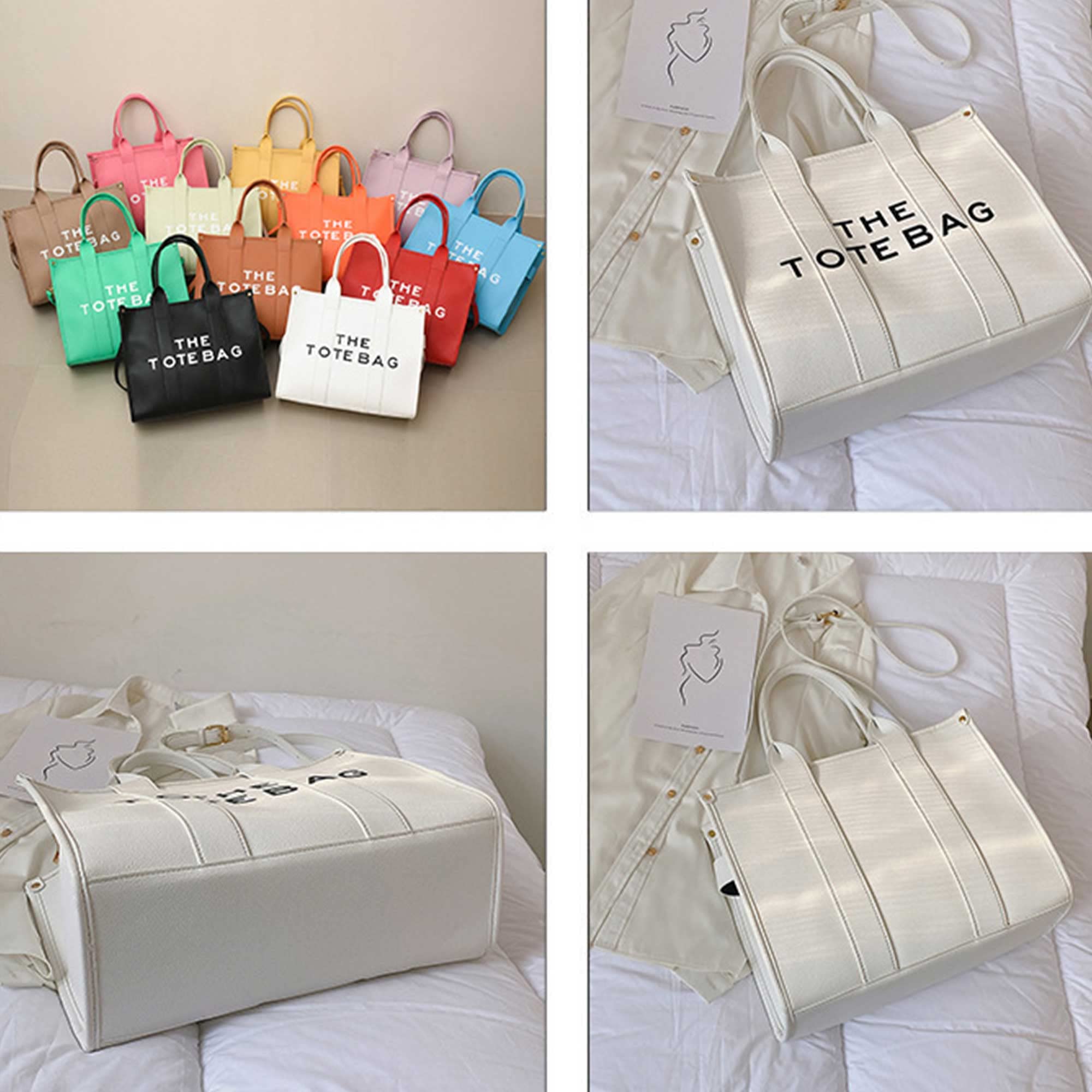 AyTotoro Work Tote Bag for Women Trendy Personalized Oversized PU Leather Top Handle Shoulder Crossbody Bag Handbag (White)