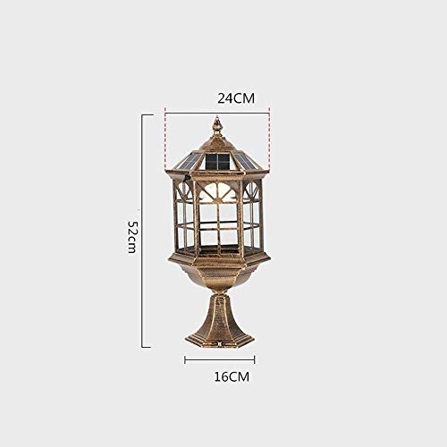 IP65 Waterproof Solar Column Head Light Outdoor Garden Landscape Street Light Home Door Column Wall Post Lamp Villa Patio Security Light Exterior Post Light Pillar Lamp Decorative Lantern
