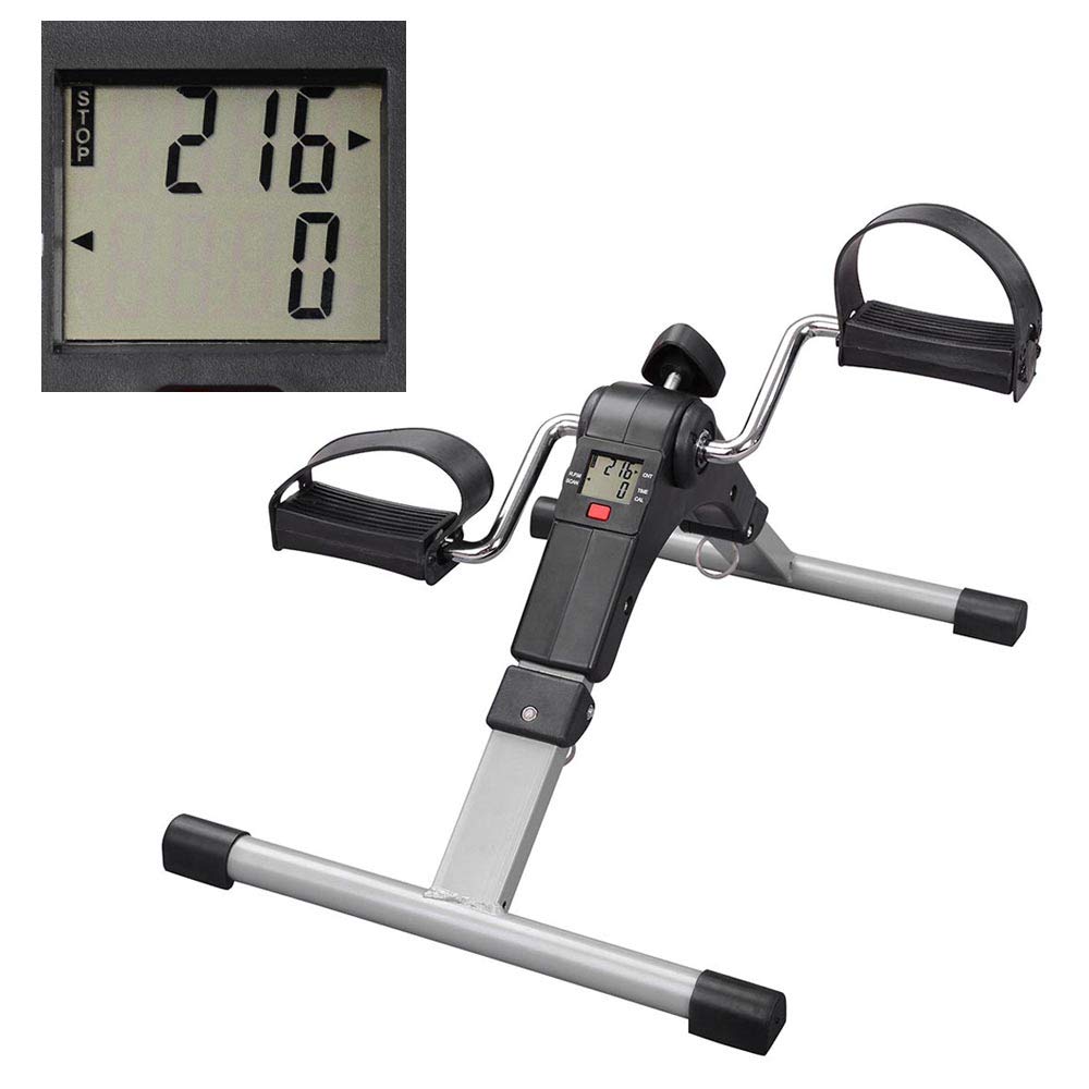 AW Folding Mini Pedal Exerciser Arm Leg Physical Therapy Indoor Home Bike Cycle Resistance Adjustable LCD Display Gift