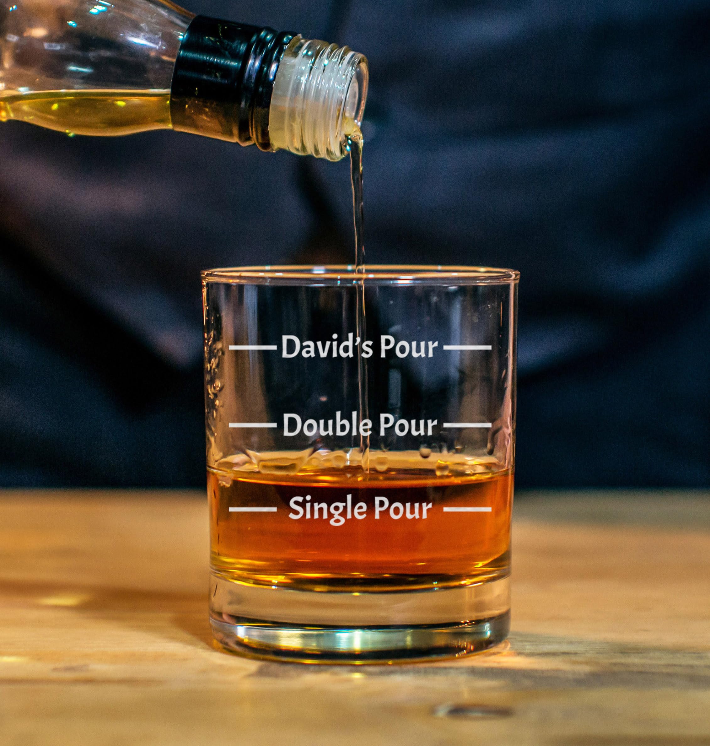 CARVELITA Personalized 11oz Whiskey Glass, Engraved Old Fashion Custom Rack Glass, Pour Line Gift Idea, Personalized For Him, Single Pour, Double Pour, For Christmas, Fathers Day, Birthday