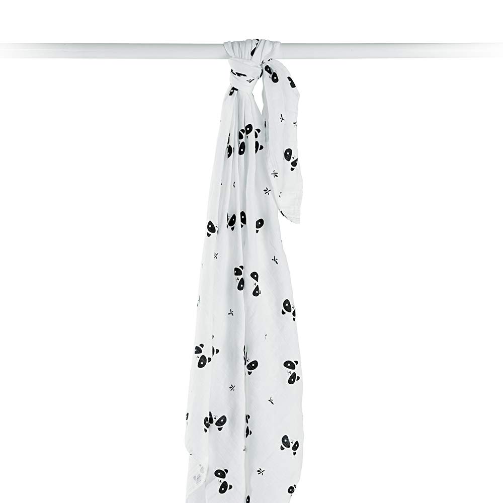Lulujo Baby Silky Soft Muslin Swaddle Blanket, 47 x 47-Inches, Panda