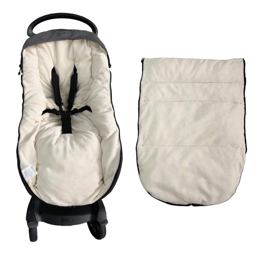 Waterproof Winter Stroller Footmuff,Universal Bunting Bag Compatible with All Strollers,Filled with 3D Cotton Toddler Stroller Winter Cover M6-4T,Beige