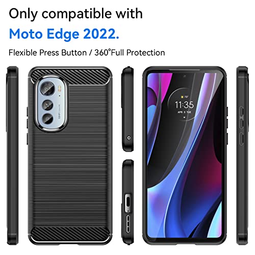 for Motorola Edge 2022 Case, Moto Edge 2022 Case with HD Screen Protector, Fashion Non-Slip Shock-Absorption Flexible TPU Bumper Soft Rubber Protective Phone Case Cover for Motorola Edge 2022, Black