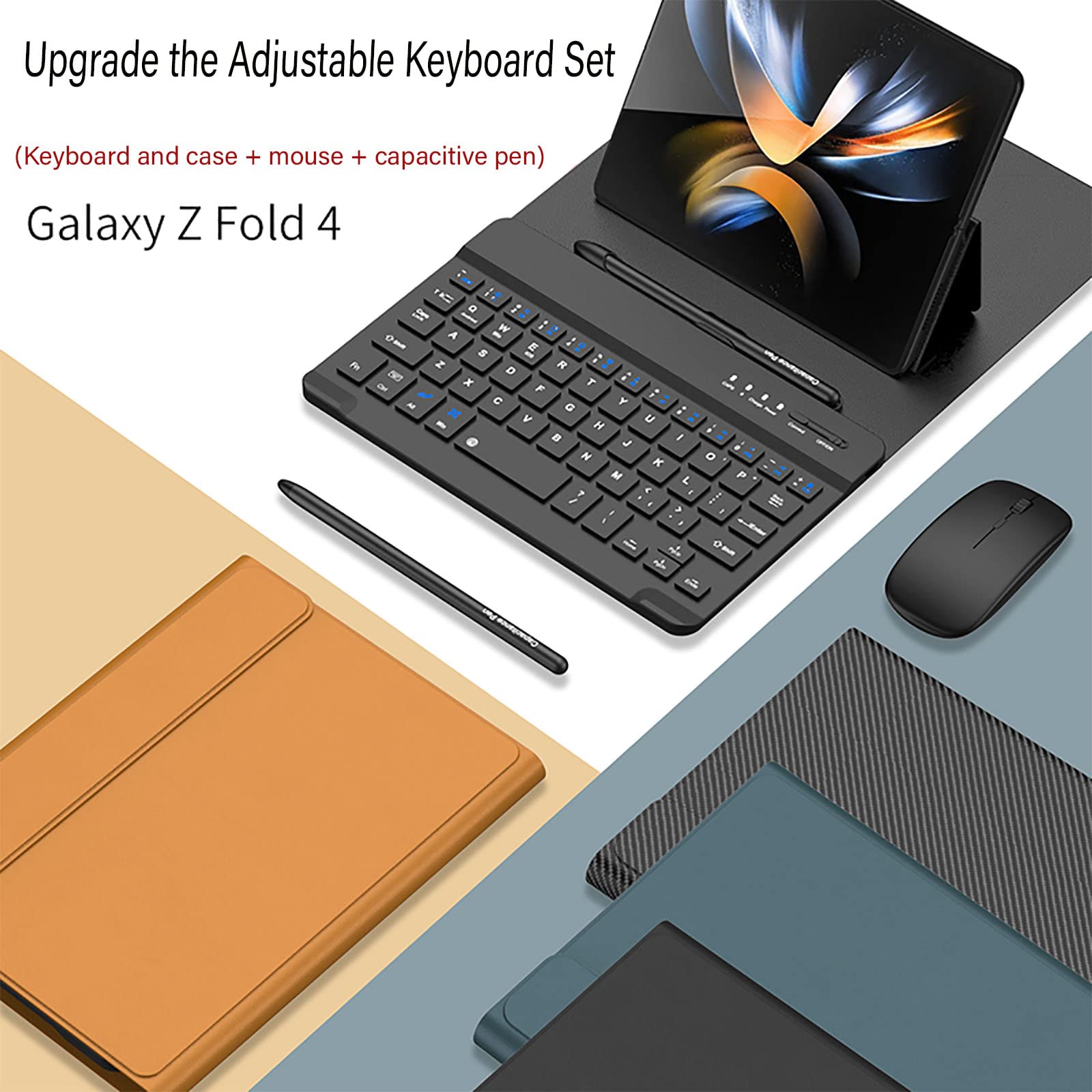 BRAND SET Fold 4 Keyboard Case, Galaxy Z Fold 4 Bluetooth Keyboard and Case, [Keyboard + Mouse+ Capacitive Pen] z fold 3/z fold 4 with Keyboard Holster and S Pen Slot (Green)
