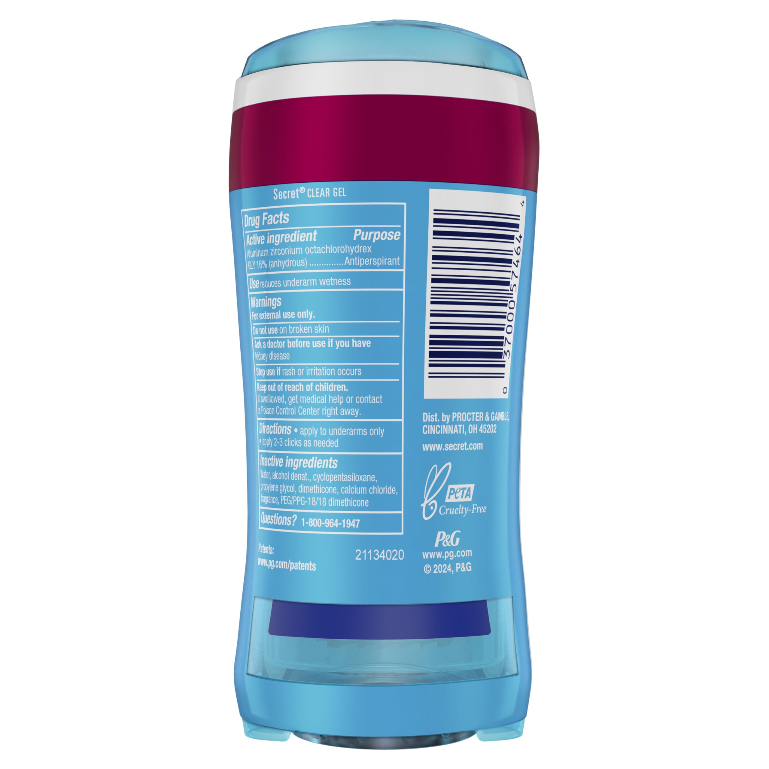 Secret Fresh Antiperspirant Deodorant for Women, 72hr Breathable Sweat & Odor Protection, Instant Freshness & Gentle, PH Balancing Minerals, Clear Gel, Refreshing Berry Scent, 2.6 oz (Pack of 2)
