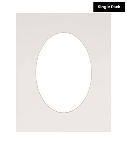 CountryArtHouse Textured White Acid Free 8x10 Oval Picture Frame Mat with White Core Bevel Cut for 5x7 Pictures - Fits 8x10 Frame - Pack of 1 Matboard