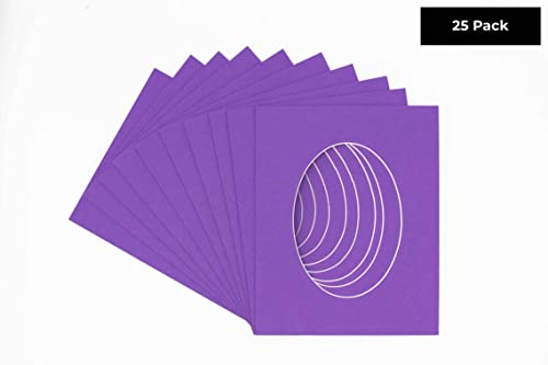 CountryArtHouse Purple Acid Free 20x24 Oval Picture Frame Mat with White Core Bevel Cut for 16x22 Pictures - Fits 20x24 Frame - Pack of 25 Matboards