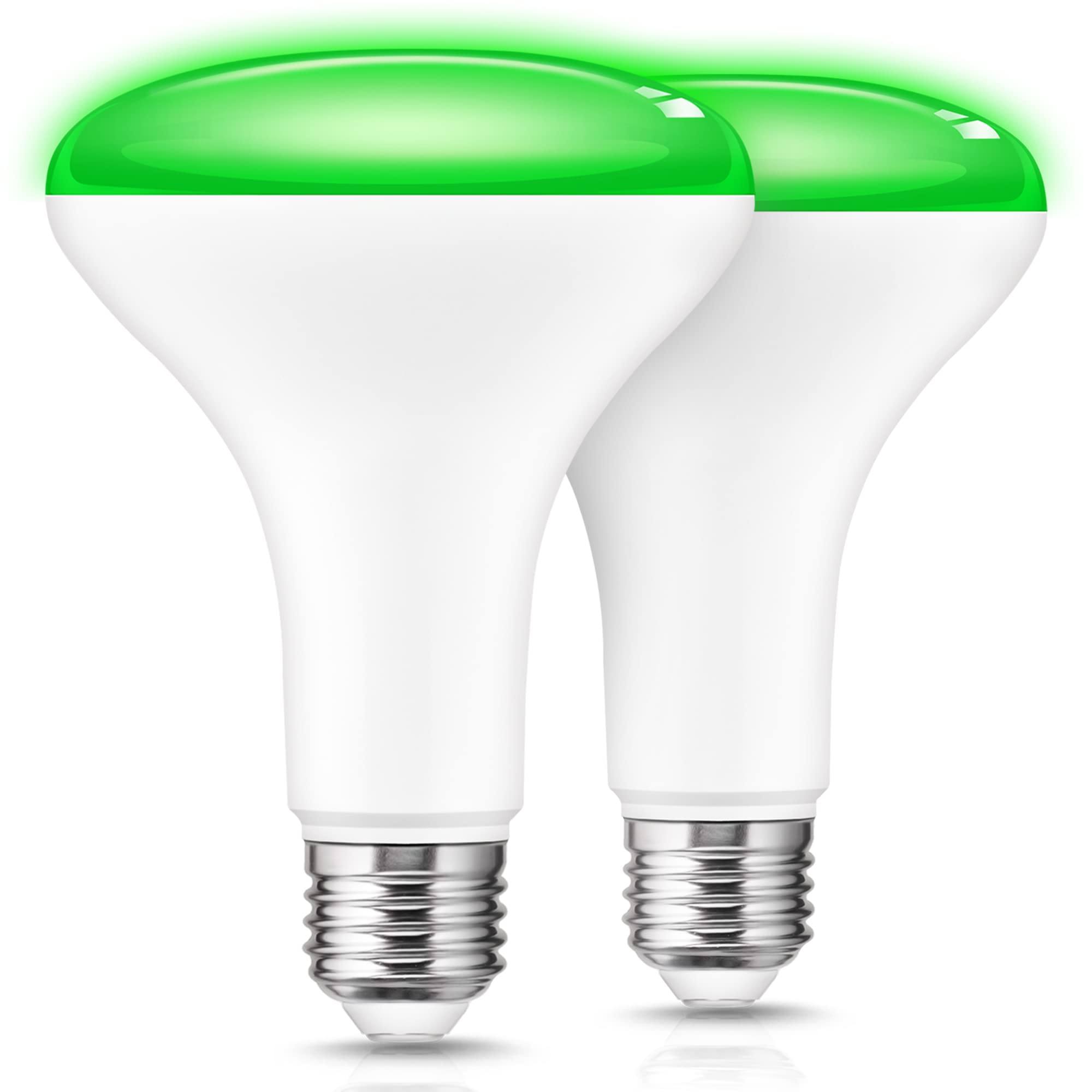 L LOHAS LED Christmas Green Flood Light Bulbs, Christmas LED BR30 Pure Green Flood Light Indoor 65W Equivalent, 11 Watt Colored Can Light Bulbs E26, for Holiday Party Decoration, New Year, 2 Pack