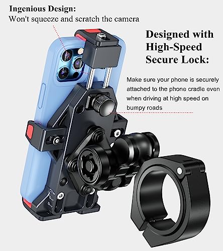 BRCOVAN Aluminum Alloy UTV Phone Holder with Vibration Dampener & High-Speed Secure Lock, Metal Anti-Shake UTV Roll Bar Cellphone Mount Fit Roll Cage 1.5/1.65/1.75/1.85/2 inch, for 4.7''-7.2'' Phones