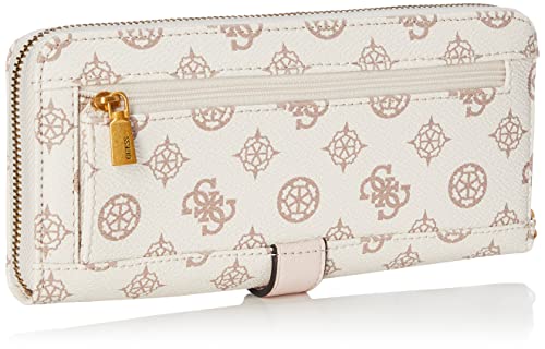 GUESS Briana Large Zip Around Wallet Cream Logo One Size