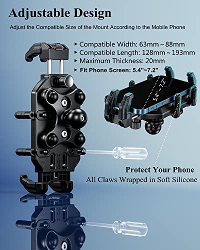 BRCOVAN UTV Phone Mount with Vibration Dampener & High-Speed Secure Lock, Anti-Theft UTV Roll Bar Cellphone Holder Fit Roll Cage Diameter 1.5'' 1.65'' 1.75'' 1.85'' 2'', for 5.4''-7.2'' Smartphones