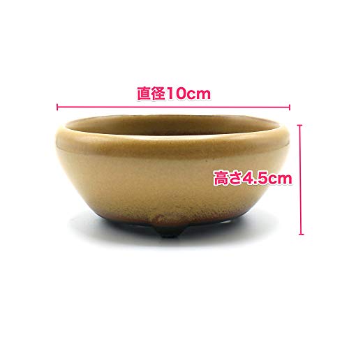 Bonsai Ceramic Pot Round Shape Three Legs Glazed (4, Ki-Yu)