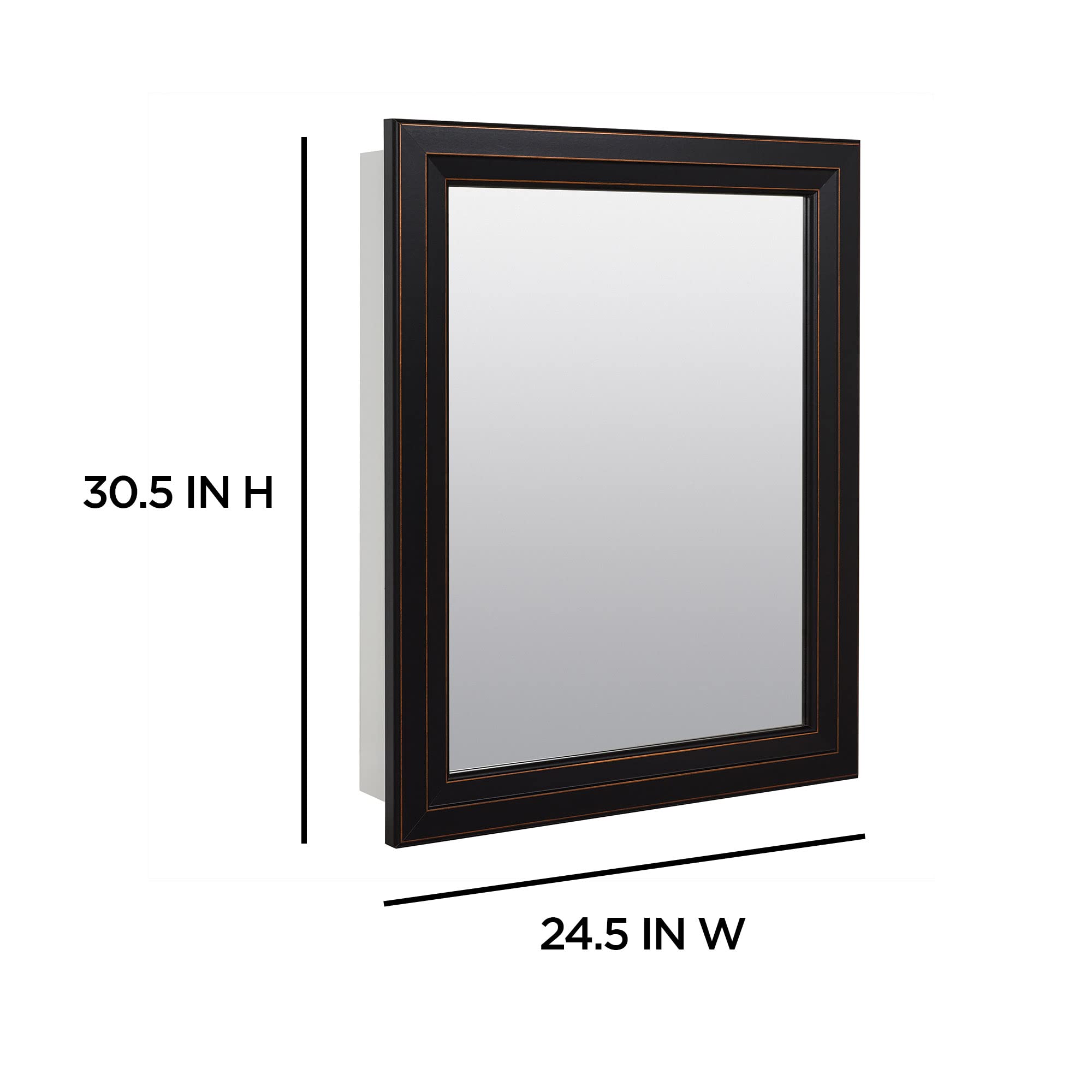 Zenna Home Surface or Recess Mount Framed Mirror Medicine Cabinet, 24.5β W x 30.5β H, Oil Rubbed Bronze