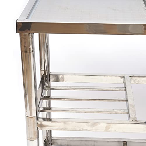 Free Standing Stainless Steel Commercial 2 Compartment Sink, Double Bowl Compartment Workbench Sink with Faucet & Storage Platform for Bar, Restaurant, Kitchen, Hotel, Home, 47.24x31.89x17.72In
