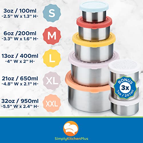 Deluxe 8-Pack Stainless Steel Food Containers - Complete Meal Prep Container Set with Leakproof Silicone Lids - Reusable and Stackable Stainless Steel Lunch Box for Adult Bento Box Set