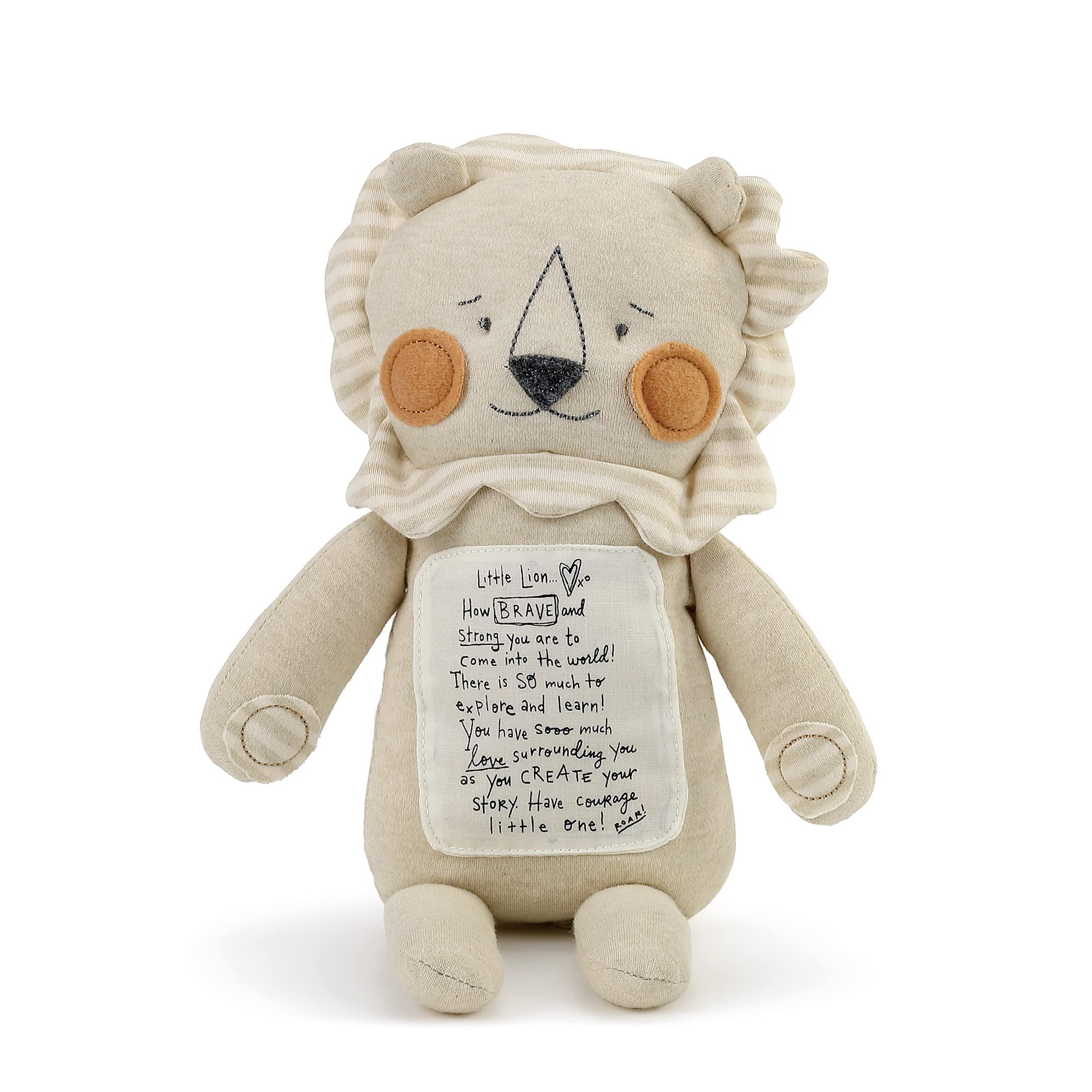 DEMDACO Brave Little Lion Tan Stripe 16 inch Polyester Plush Fabric Figure Toy