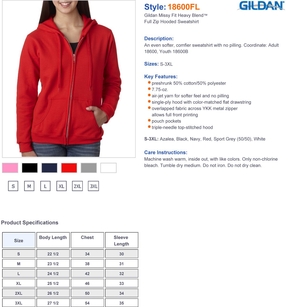 Gildan Women's Full Zip Hooded -Sweatshirt, Sport Grey, Large