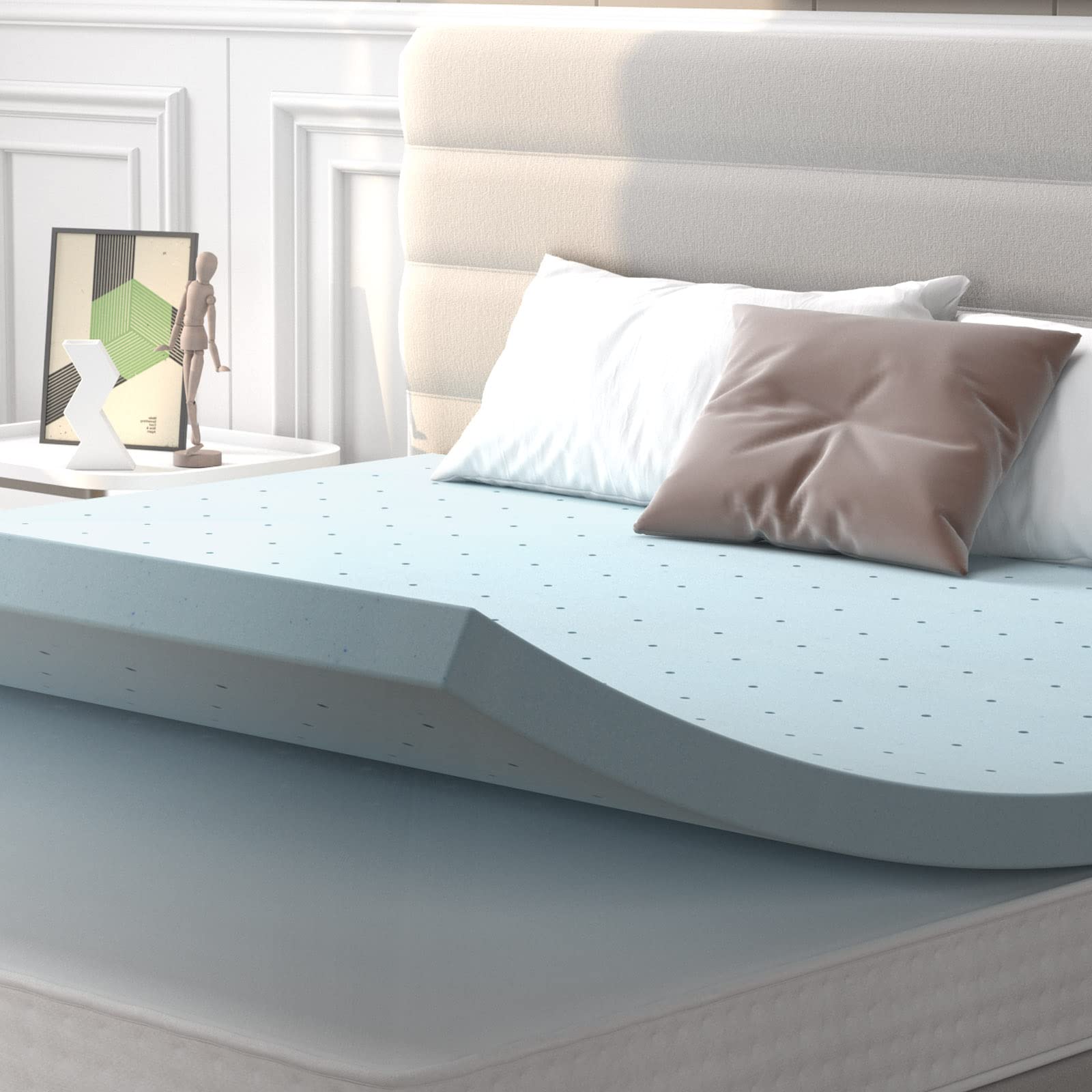 Giantex 4 Inch Mattress Topper, Gel Infused Memory Foam Bed Topper, Cooling Ventilated Mattress Bed Pad Soft & Supportive, Pressure Relieving, CertiPUR-US Certified (King)