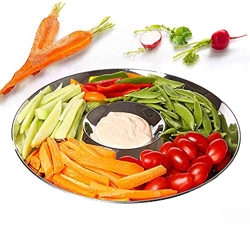 Chip and Dip Serving Bowl, Elegant Serving Dish - Great for Chips, Dips, Appetizer, Fruit Bowl, Salad and Snack ā Stainless Steel Chips and Dip Plate