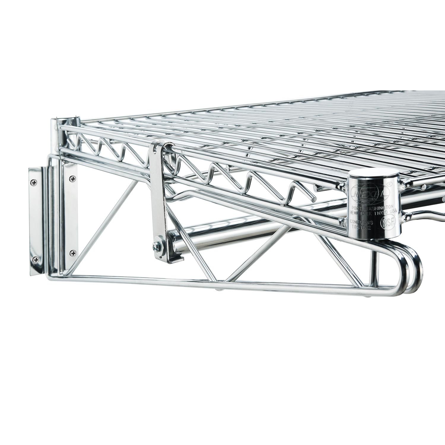 Nexel Commercial Wall Mount Coat Rack with Bar, 48"W x 24"D x 6"H, Durable Chrome Plated Steel Wire, 24 Hangers, 200lb Capacity, Chrome (GW36C)