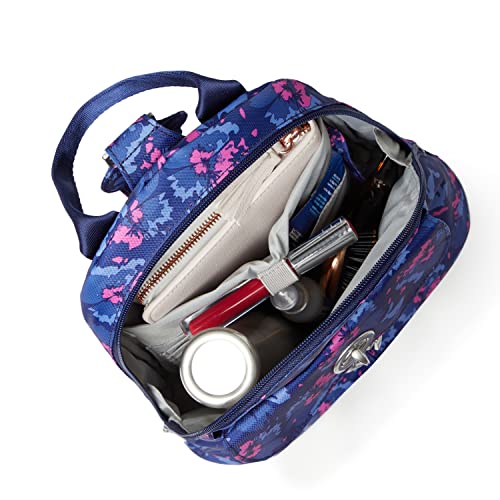 Baggallini Naples Convertible Small Daypack Sling Crossbody, Navy Garden