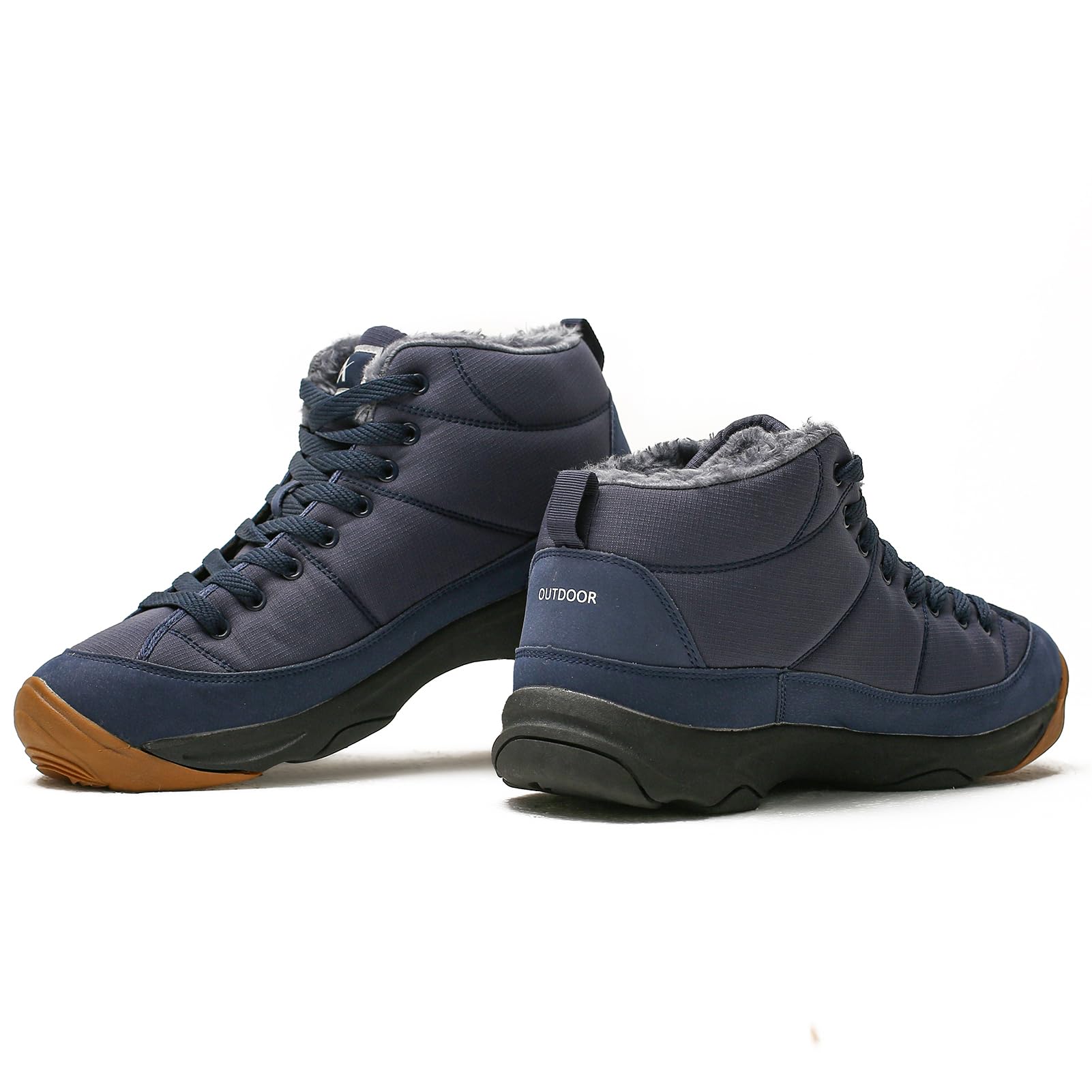 Azooken Men's Winter Snow Boots Mountaineering Boot Warm Fur Lining Trekking Shoes Water Resistant Non Slip Casual Comfortable Hiking Boot(6118-Blue41)