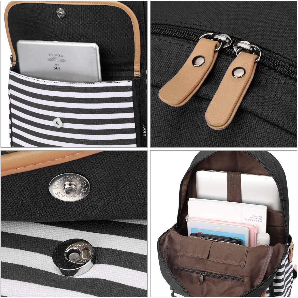 Createy Backpack for Girls, School Backpack Kids Bookbags Teens Canvas School Bags Girls Backpack with Lunch Box Pencil Case