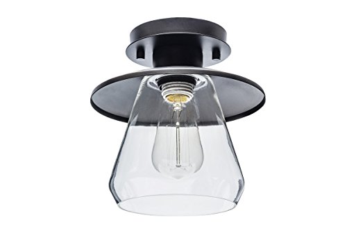 Globe Electric 64846 1-Light Semi-Flush Mount Ceiling Light, Oil Rubbed Bronze, Clear Glass Shade, Ceiling Light Fixture, Light Fixtures Ceiling Mount, Bedroom Lights for Ceiling, Dining Light Fixture