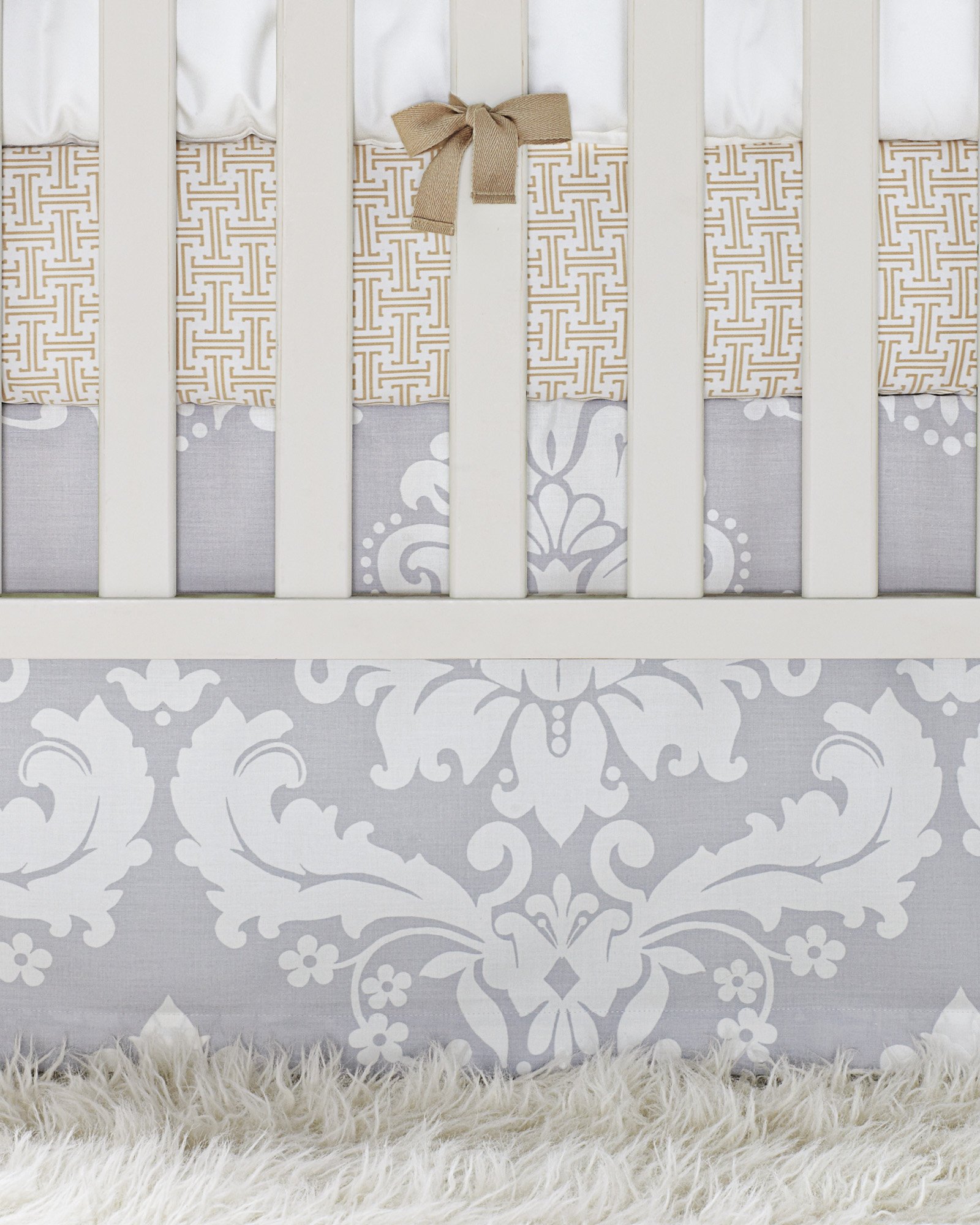 Serena and Lily Dove Damask Crib Skirt