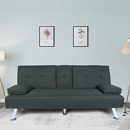 ERYE Modern Futon Sofa Loveseat Convertible Sleeper Couch Bed for Small Space Apartment Office Living Room Furniture Sets,Tufted Upholstered Love Seat