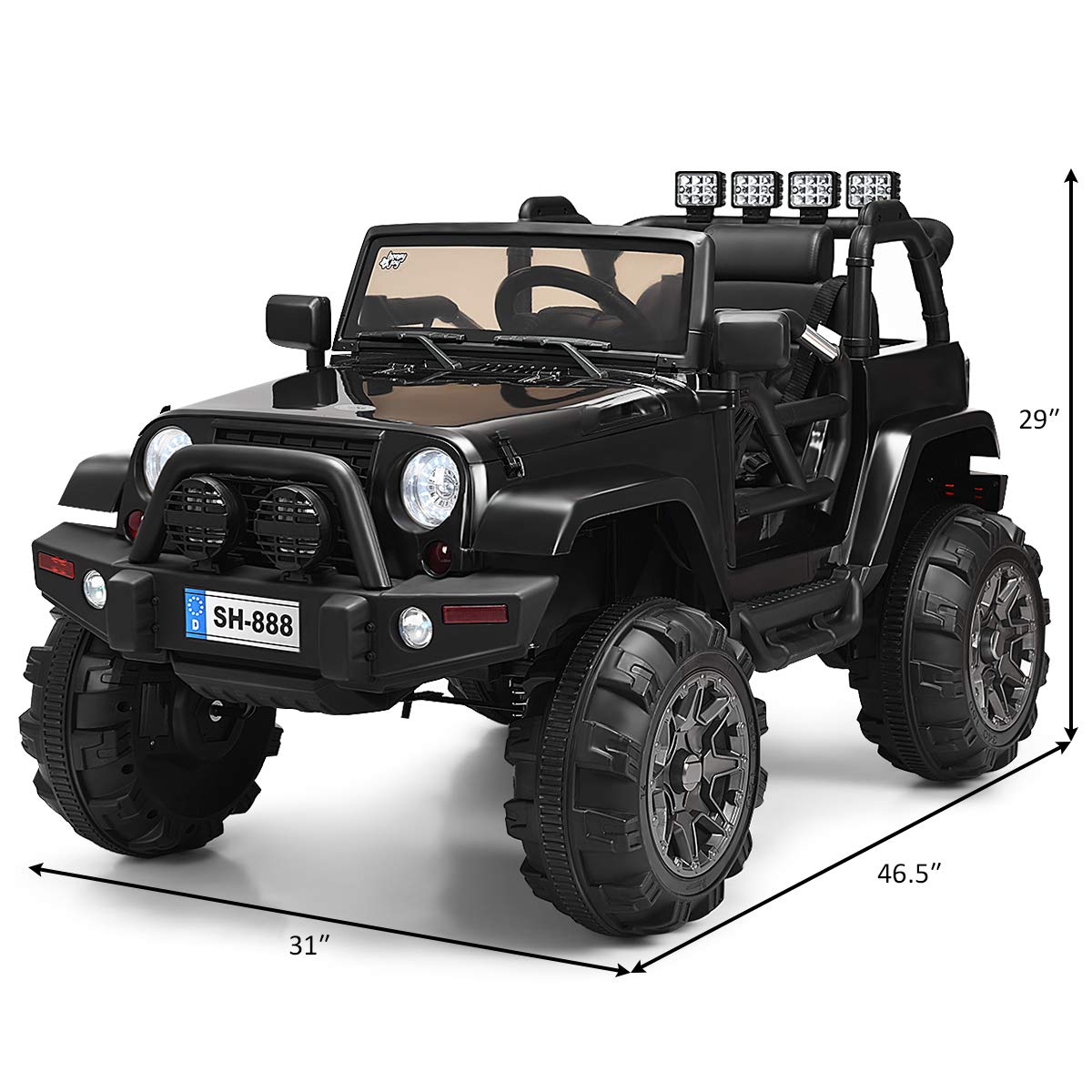 HONEY JOY 12V Ride On Truck, Battery Powered Electric Cars for Kids, Spring Suspension, MP3, LED Lights, Remote Control, Openable Door, Safety Belt, Toddler 4 Wheeler Ride On Toys Car for Boys Girls