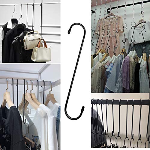 ESFUN 6 Pack 10 inch Extra Large S Hooks Black Heavy Duty Long S Hooks for Hanging Plant Extension Hooks for Kitchenware,Utensils,Pergola,Closet,Flower Basket,Garden,Patio,Indoor Outdoor Uses