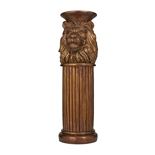 Deco 79 Polystone Lion Pedestal Table, 8" x 9" x 25", Bronze