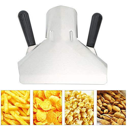 French Fry Scoop, Stainless Steel Food Chips Scoop, Heavy Duty Popcorn Scoop with Handle, Desserts Scooper(Double handle)