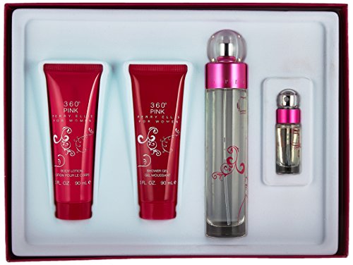 Perry Ellis 360 Pink for Women Gift Set (Eau de Parfum Spray 3.4 Ounce, Lotion, Shower Gel, Eau de Parfum Spray 0.25 Ounce)