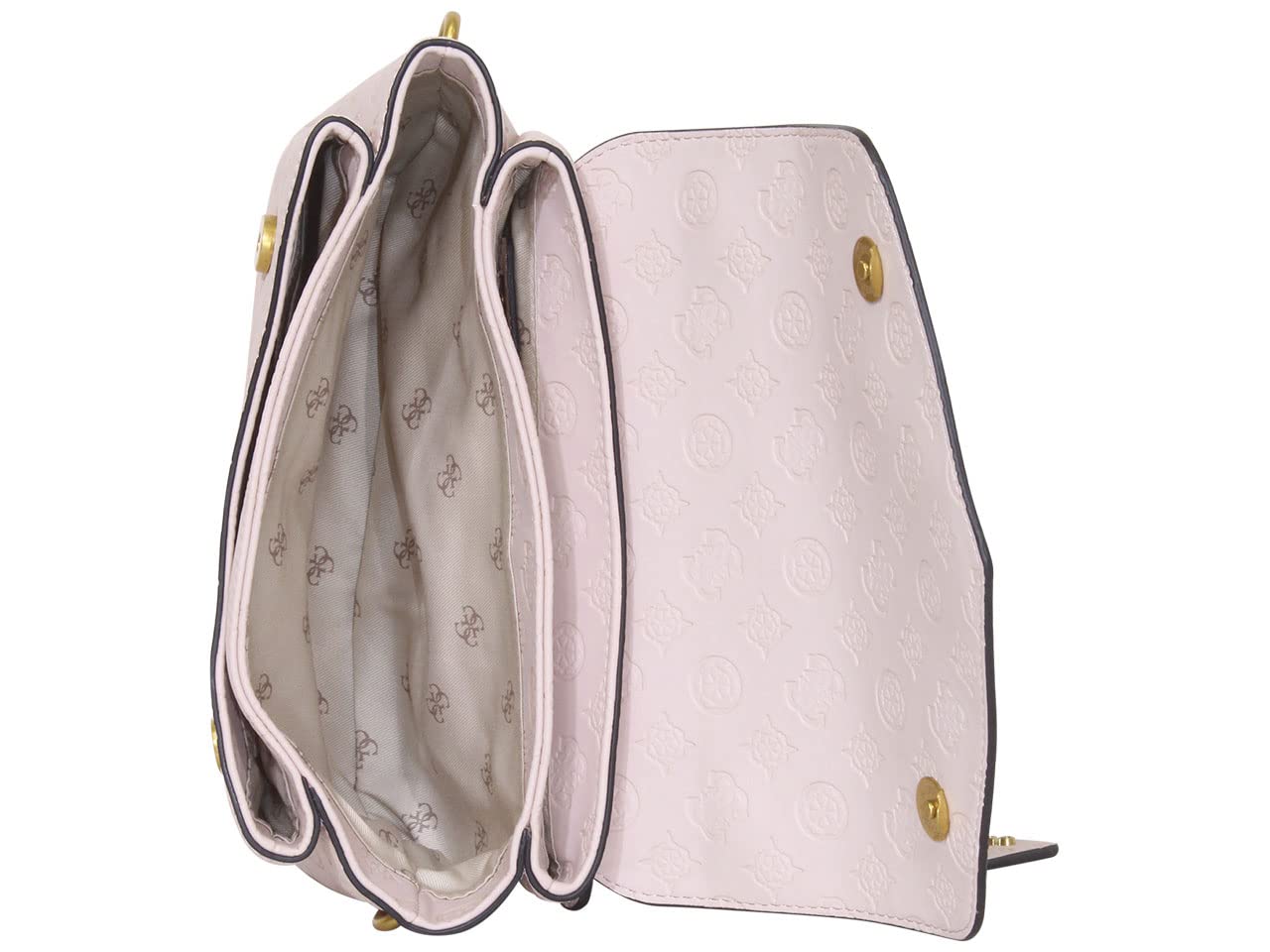 GUESS womens Zanelle Top Handle Flap, White Logo, one size US