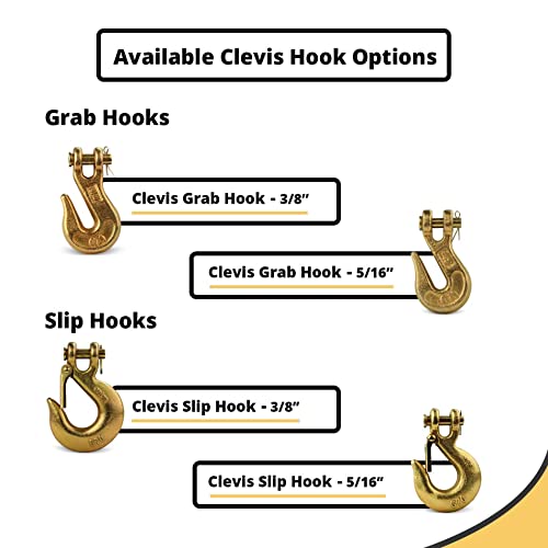 DC Cargo Mall G70 3/8 Chain Hook β Heavy Duty Clevis Grab Hook for 3/8 Inch Grade 70 Chain - for Trailer Truck Transport - 6,600 lbs, 4-Pack