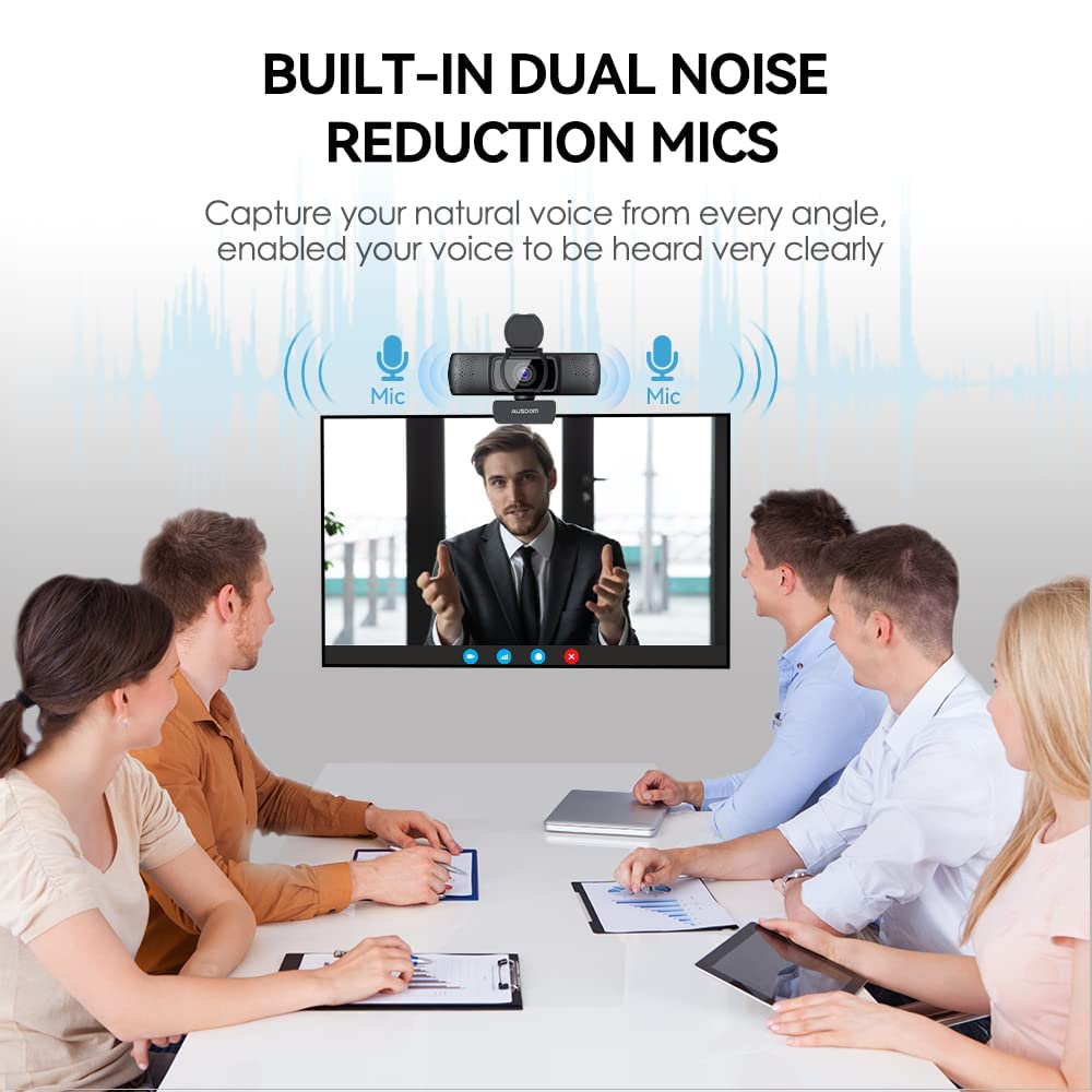 AUSDOM 2K Webcam, Live Streaming Web Camera with Microphone, Desktop or Laptop USB Webcam with 75 Degree View Angle, HD Webcam for Video Calling, Recording, Conferencing, Streaming, Gaming
