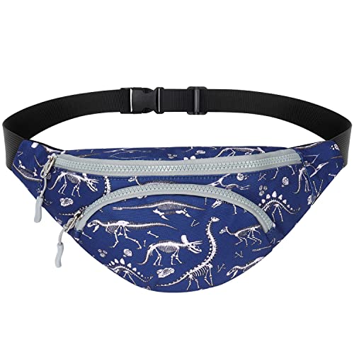 Choco Mocha Kids Fanny Pack Boys Fanny Pack for Kids 4-6 6-9 9-10 Toddler Fanny Pack Boy Kids Waist Bag Dinosaur Belt Bag for Kids Fossil Waist Pack for Little Boys age 4 5 6 7 8 9 Small Hip Bag Navy