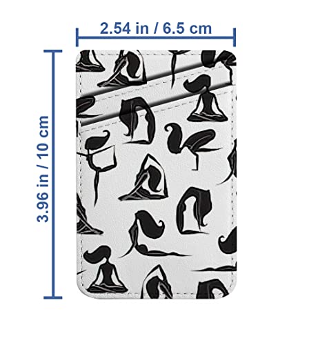 Diascia Pack of 2 - Cellphone Stick on Leather Cardholder ( Silhouettes Yoga Women Pattern Pattern ) ID Credit Card Pouch Wallet Pocket Sleeve