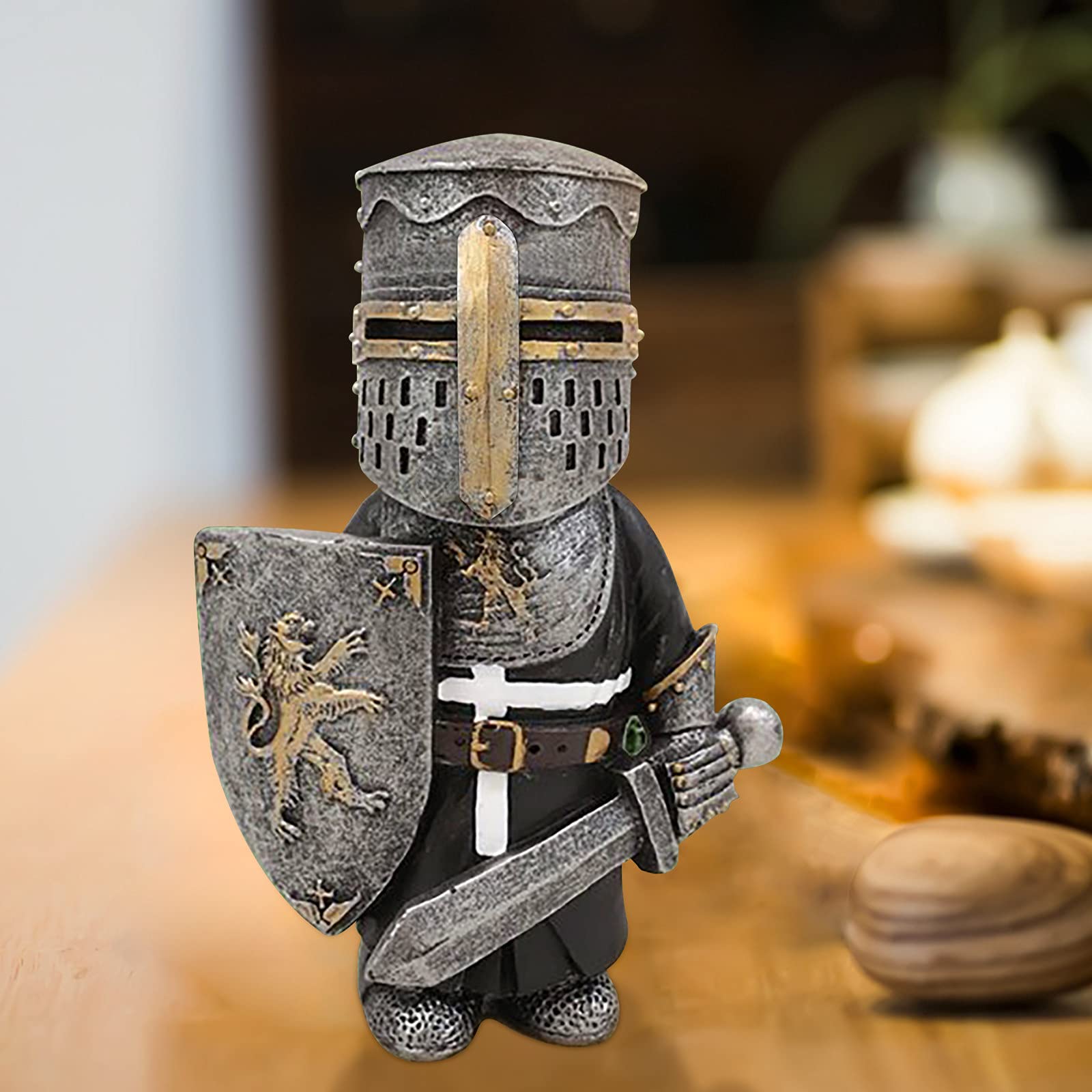 Garden Knight Dwarf Statue, Armor Knight Gnomes Cross Templar Guard Sculptures Art Figurines for Garden in/Outdoor Home Lawn Yard Patio Decor, Funny (C, 1PC)