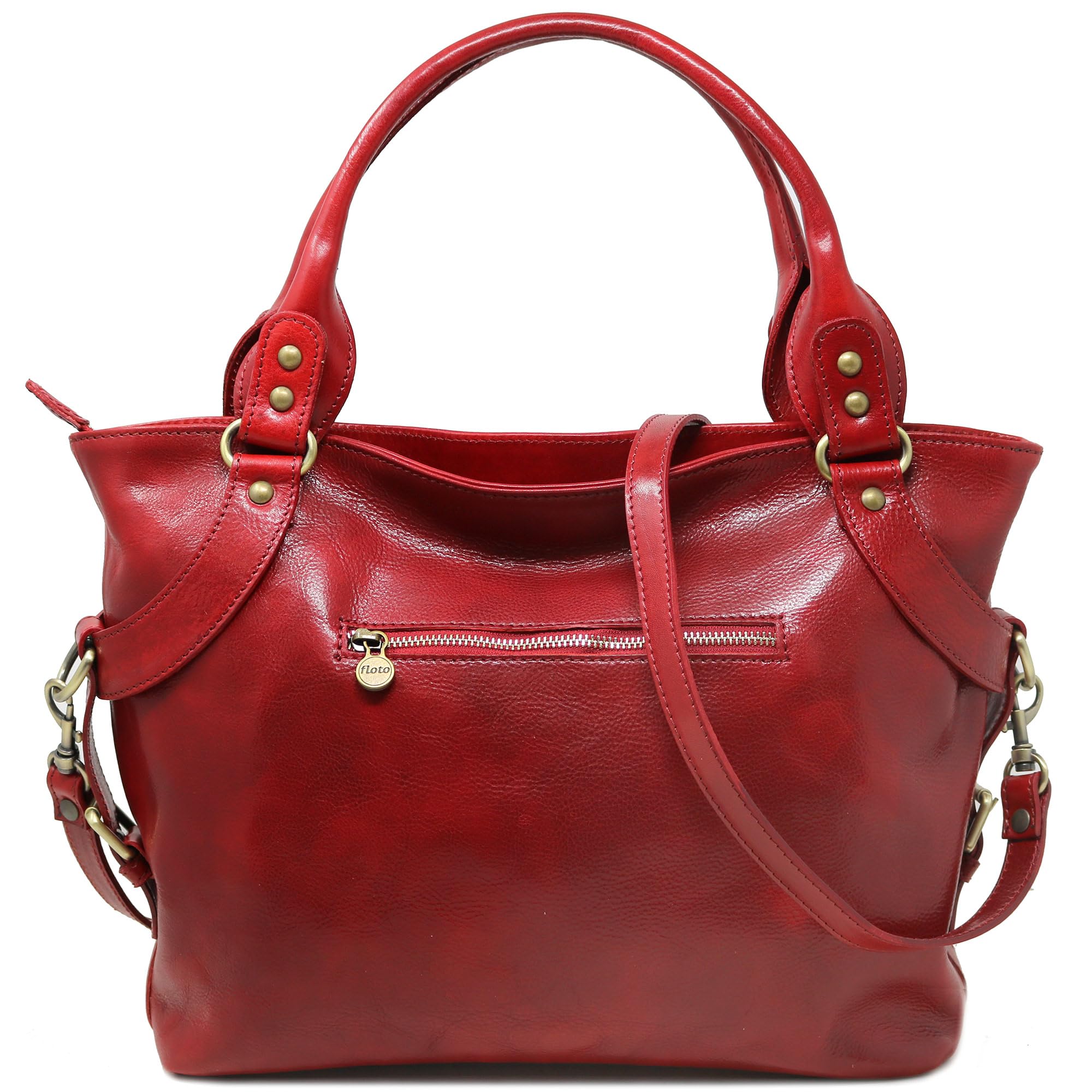 Floto Taormina Bag in Italian Calfskin Leather - handbag, shoulder bag, hobo (Tuscan Red)